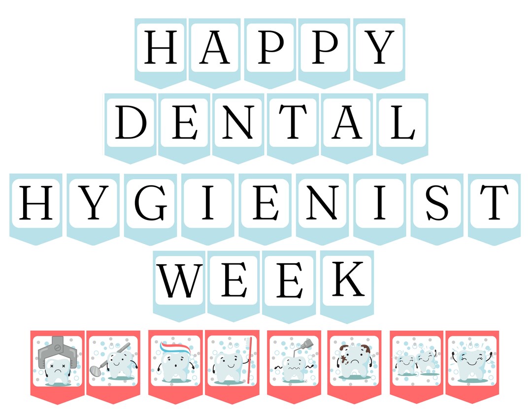Happy Dental Hygienist Week Printable Banner, Dental Appreciation ...