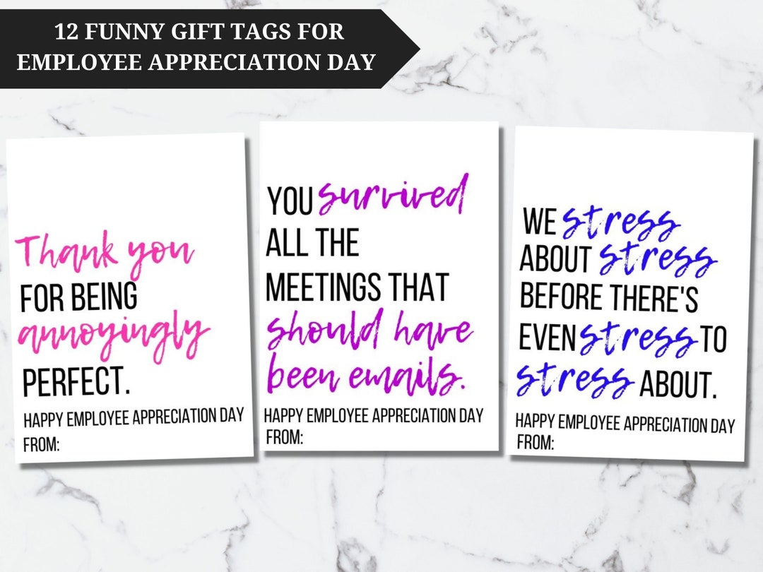Funny Employee Appreciation Gift Tags, Printable Employee Thank You ...