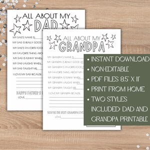 All About My Dad Printable, Fathers Day Printable Bookmark, All About ...