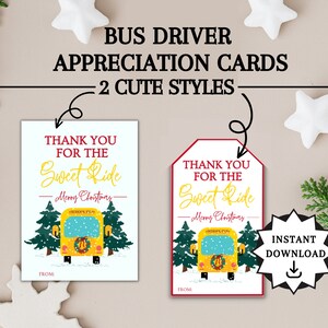 Bus Driver Christmas Gift Tag, Bus Driver Appreciation Card, Bus Driver ...