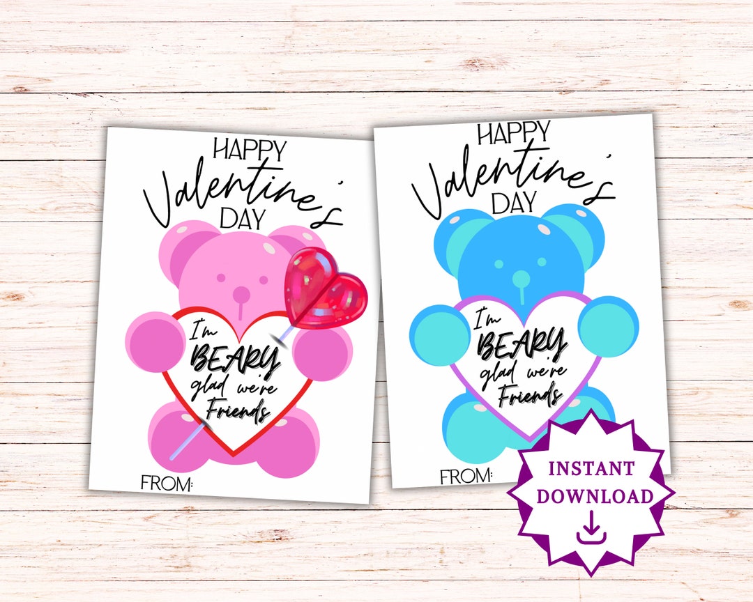 Gummy Bear Valentine, Lollipop Valentine, Classmate Valentine's ...