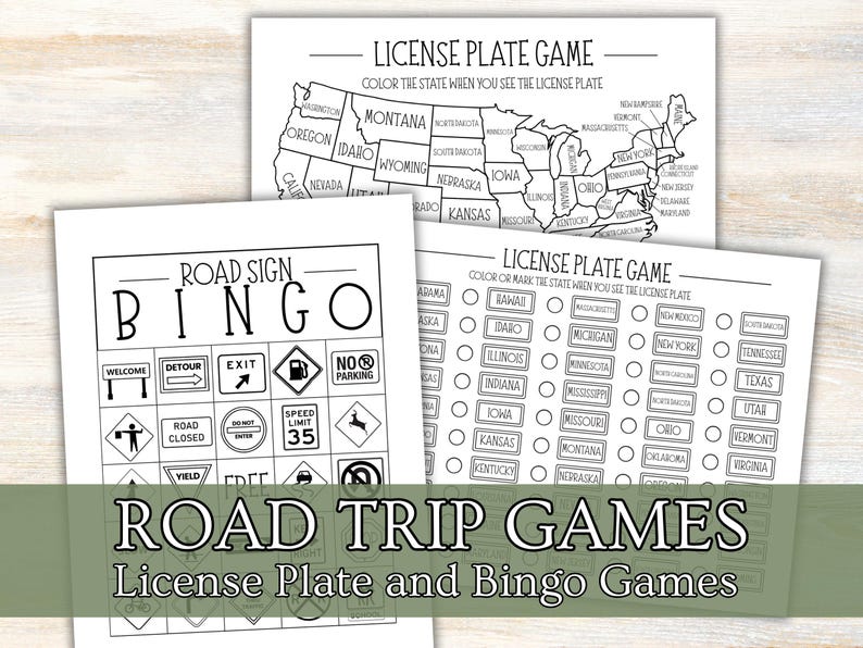 Road Trip Games, License Plate Game, Road Trip Bingo, Travel Bingo, Car ...