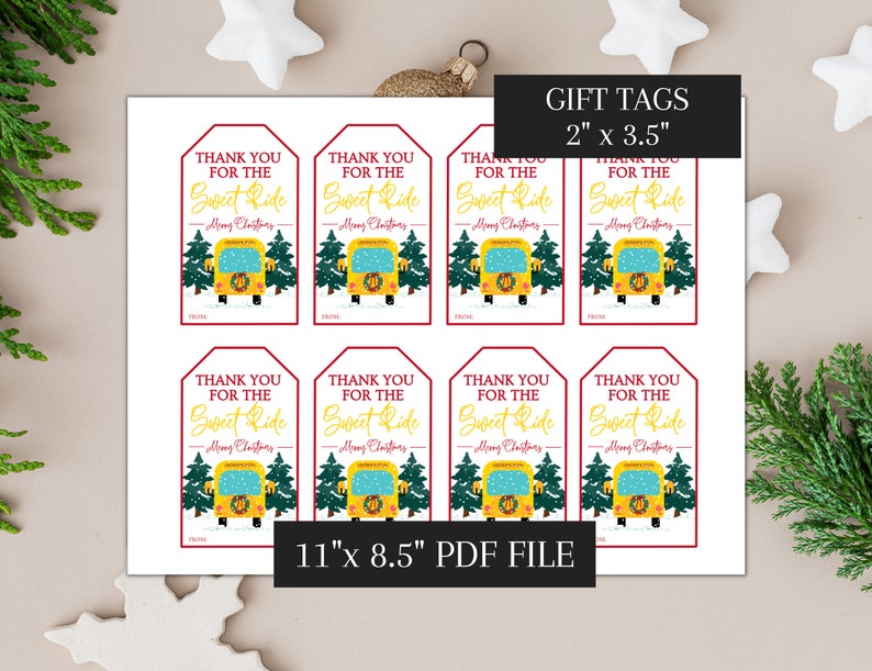 Bus Driver Christmas Gift Tag, Bus Driver Appreciation Card, Bus Driver ...