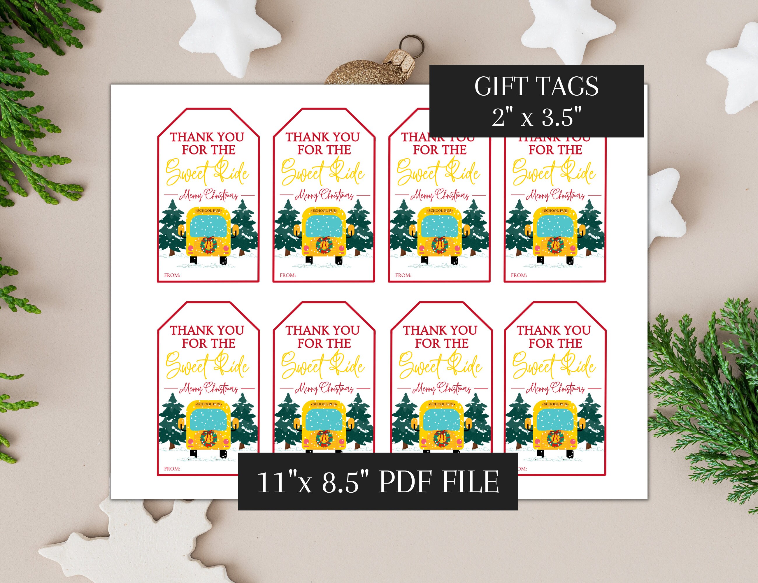 Bus Driver Christmas Gift Tag, Bus Driver Appreciation Card, Bus Driver ...