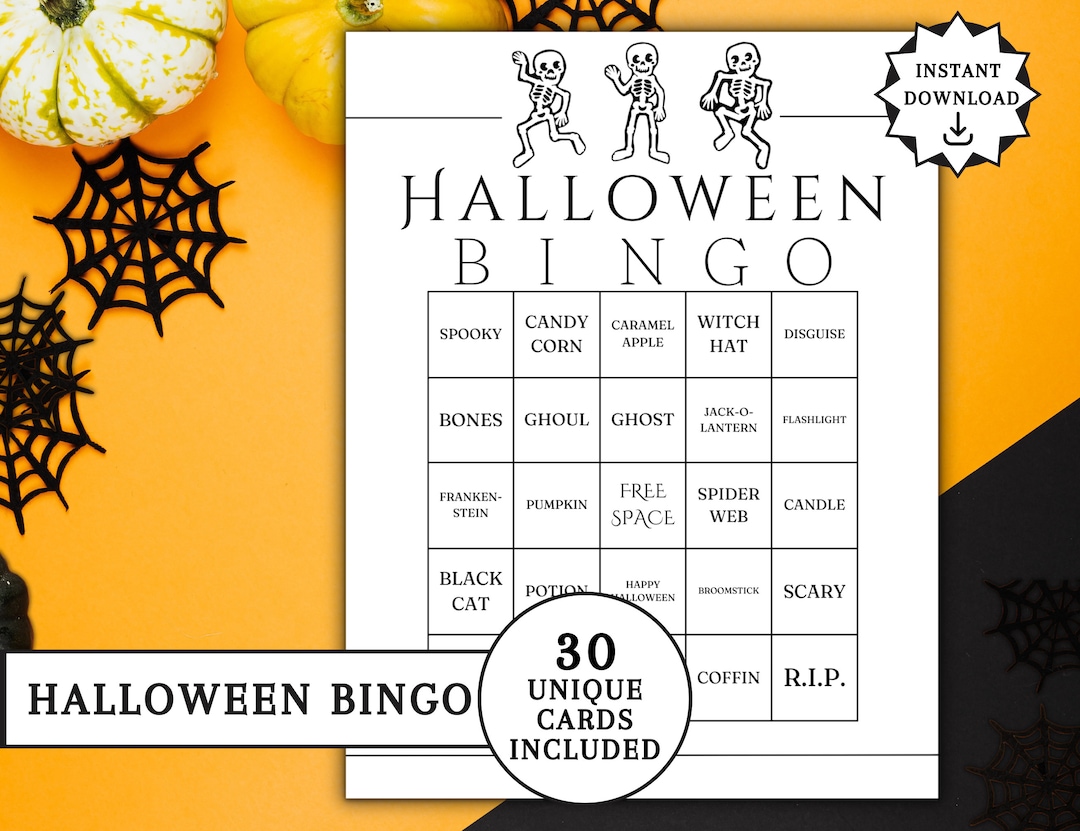 Printable Halloween Bingo Cards, Happy Halloween Bingo, Halloween Party ...