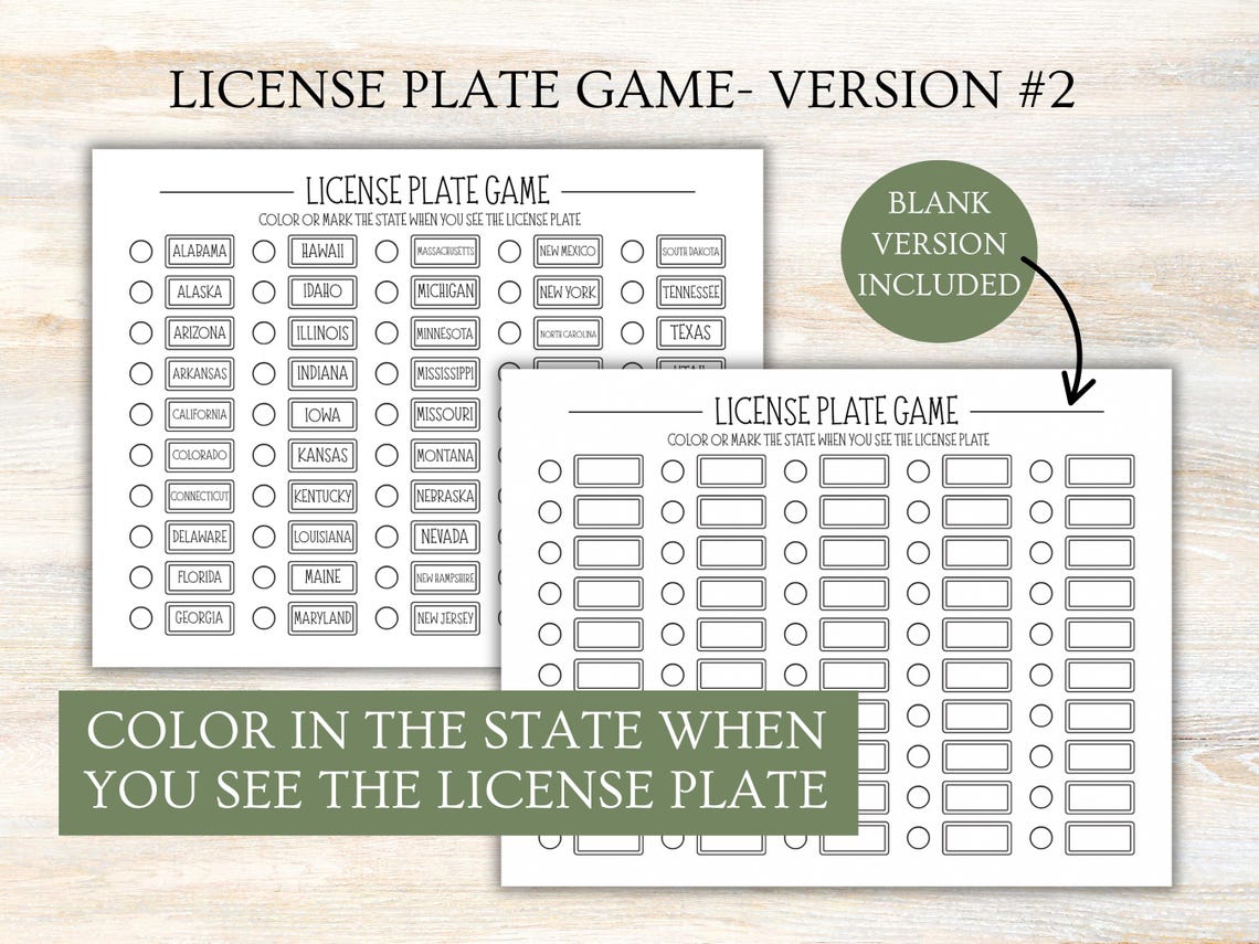 Road Trip Games, License Plate Game, Road Trip Bingo, Travel Bingo, Car ...