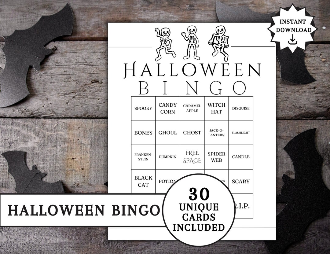 Printable Halloween Bingo Cards, Happy Halloween Bingo, Halloween Party ...