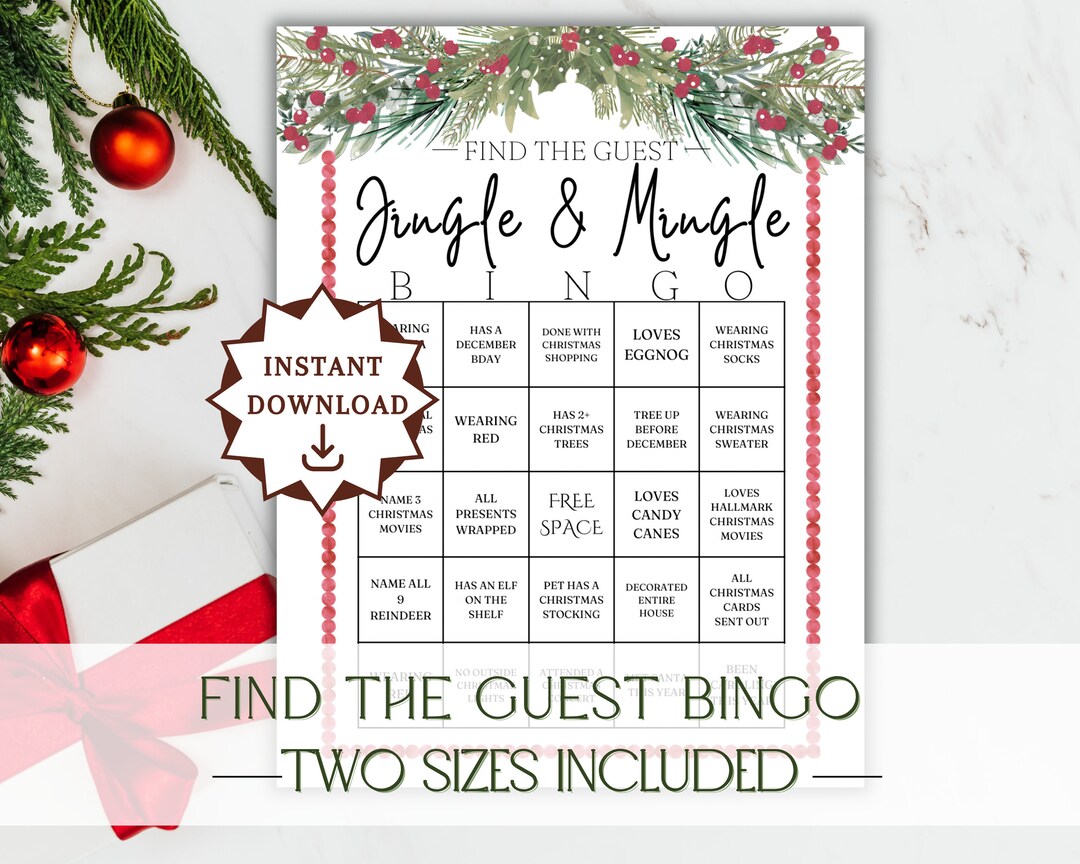 Christmas Jingle Mingle Bingo, Work Holiday Bingo, Office Bingo ...
