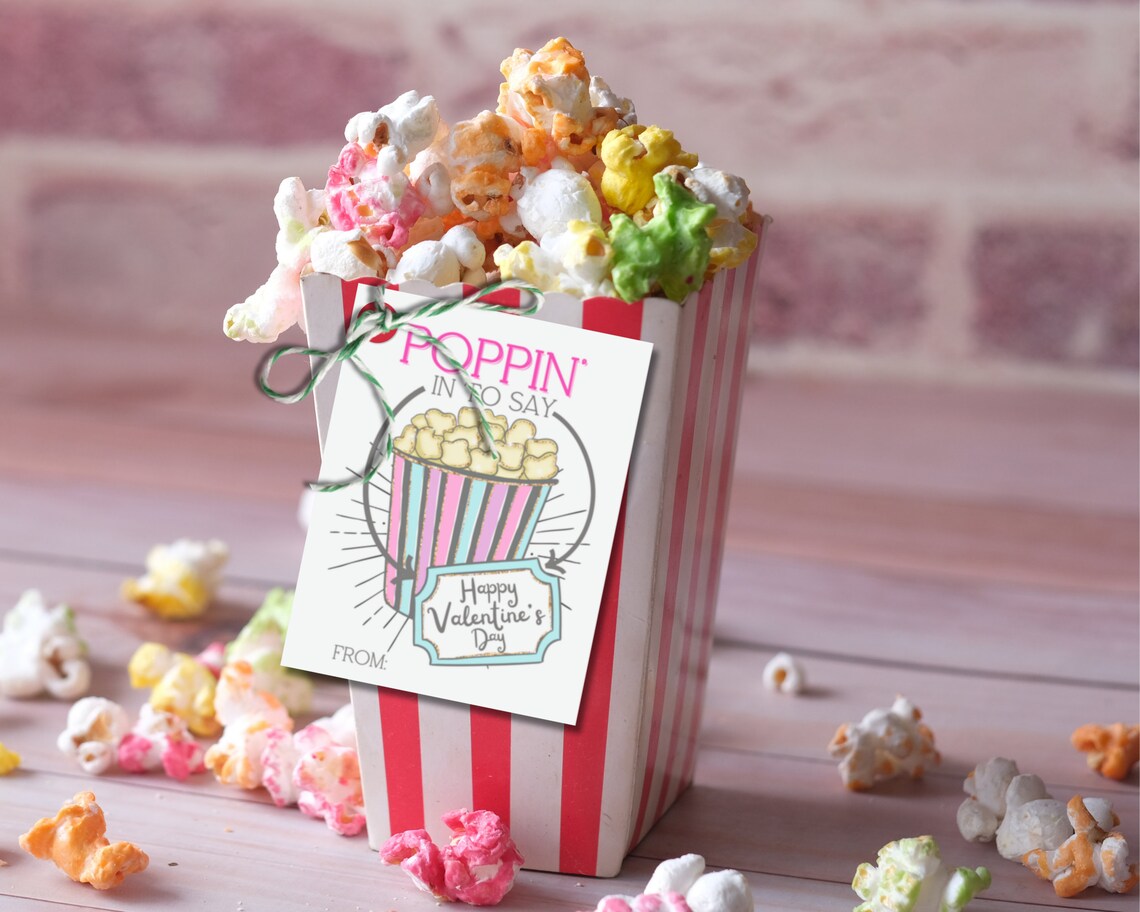 Popcorn Valentine Printable, Popcorn Valentine Tag, Popcorn Tag, Poppin ...