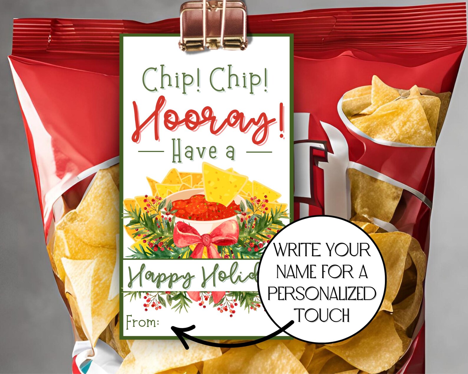 Chips and Salsa Gift Tag, Neighbor Christmas Gift Tag, Chips Gift Tag ...