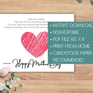 Mother's Day Handprint, Mom Handprint Sign, Kids Mother's Day Craft ...