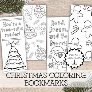 Christmas Coloring Bookmarks, Printable Bookmarks for Kids, DIY ...