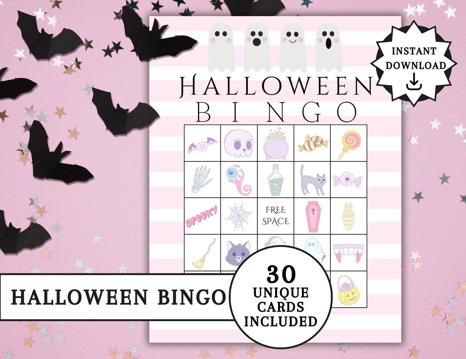 Halloween Bingo Cards, Printable Halloween Bingo, Halloween Party Game ...