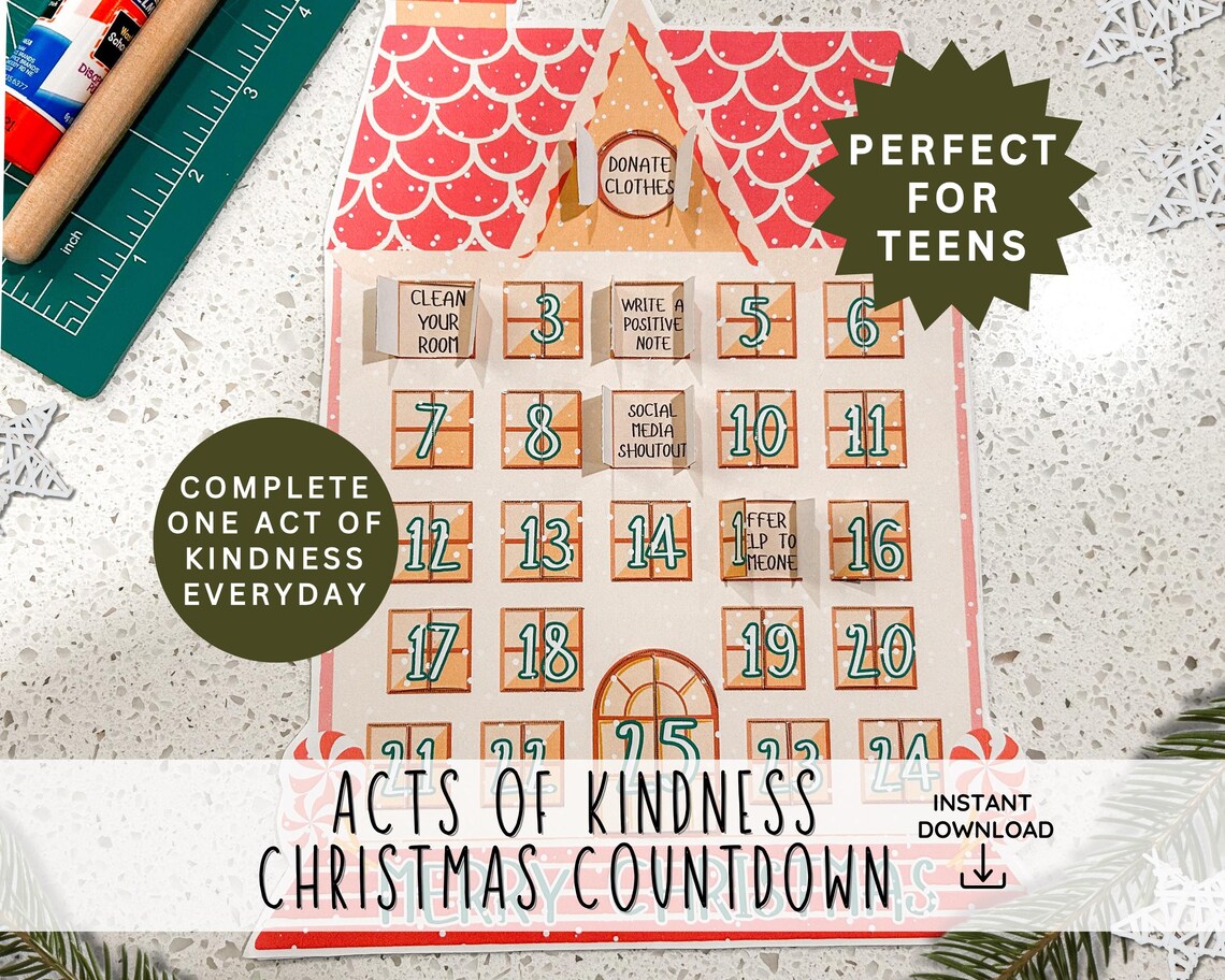 Teen Advent Calendar, Acts of Kindness Advent, Christmas Countdown ...