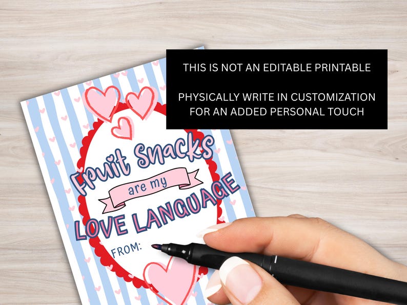Fruit Snacks Printable Valentine, Classroom Valentine Card, Kids Snack ...