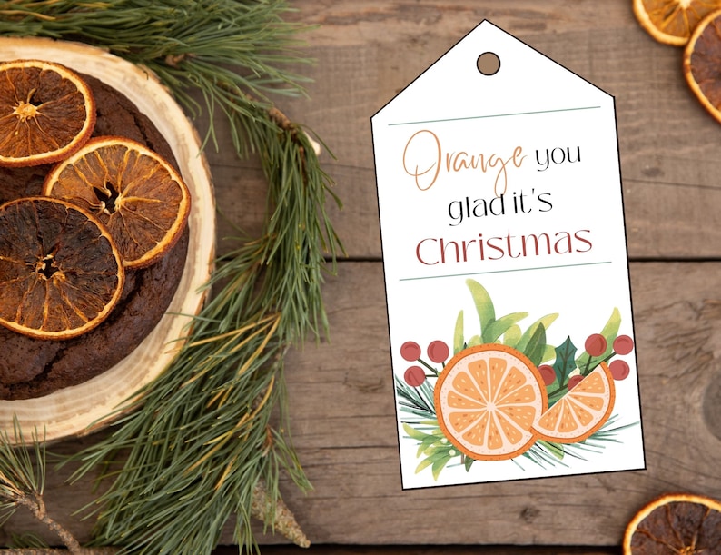 Christmas Gift Tag Printable, Christmas Orange Gift Tag, Neighbor ...