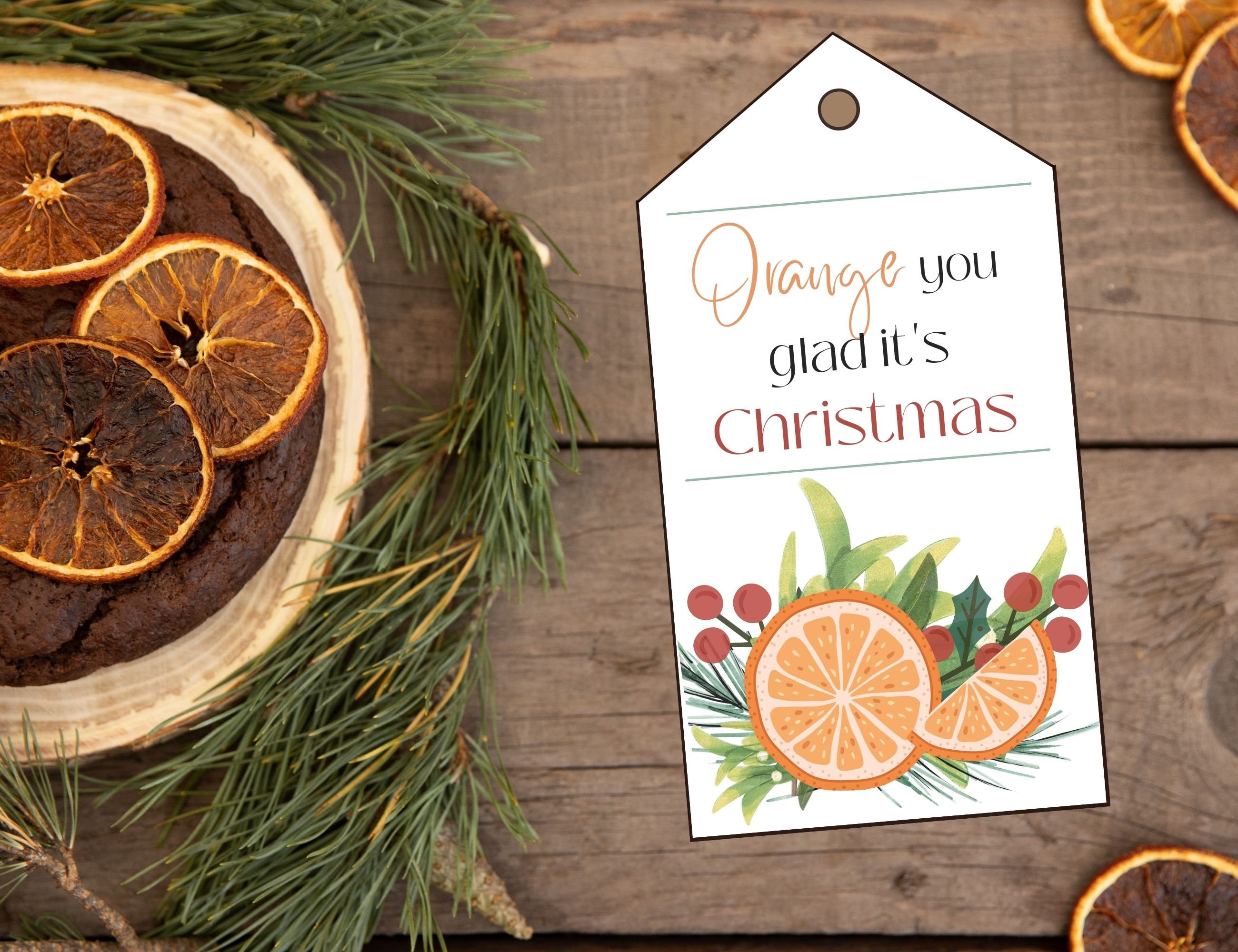 Christmas Gift Tag Printable, Christmas Orange Gift Tag, Neighbor ...