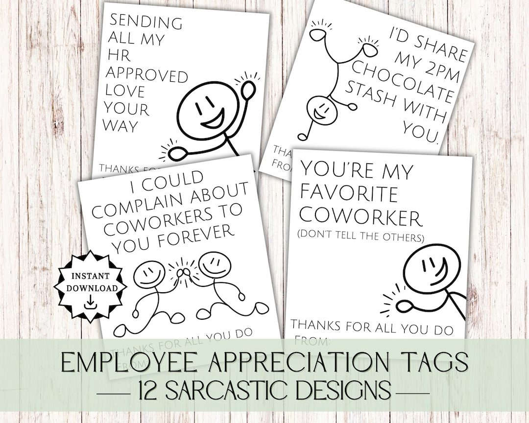 Funny Employee Gift Tags, Employee Appreciation Gift Tags, Funny ...