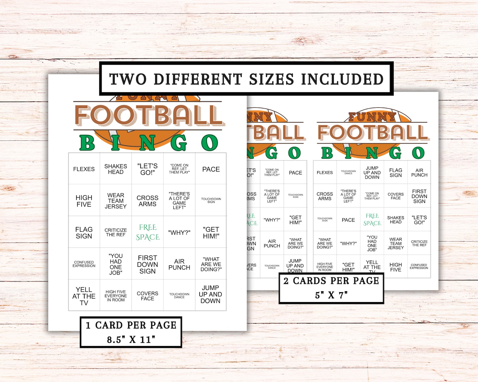 Football Bingo, Funny Football Bingo, Big Game Day Bingo, Championship ...