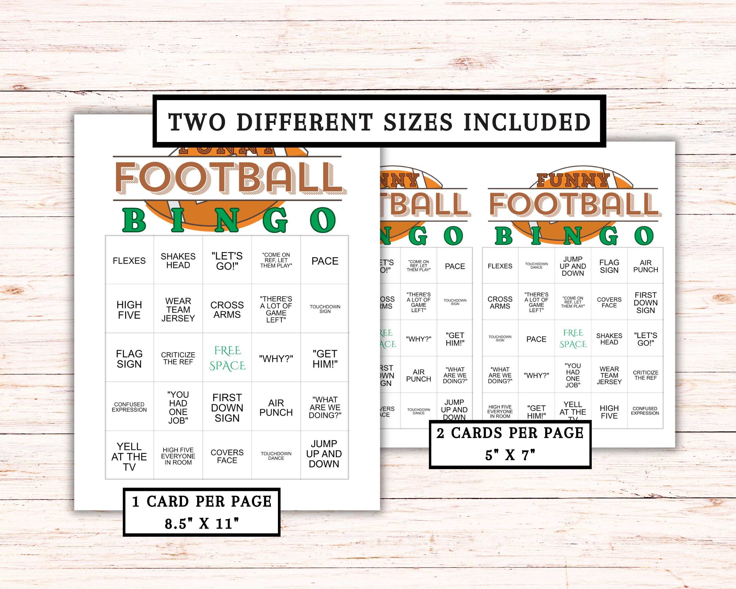 Football Bingo, Funny Football Bingo, Big Game Day Bingo, Championship ...