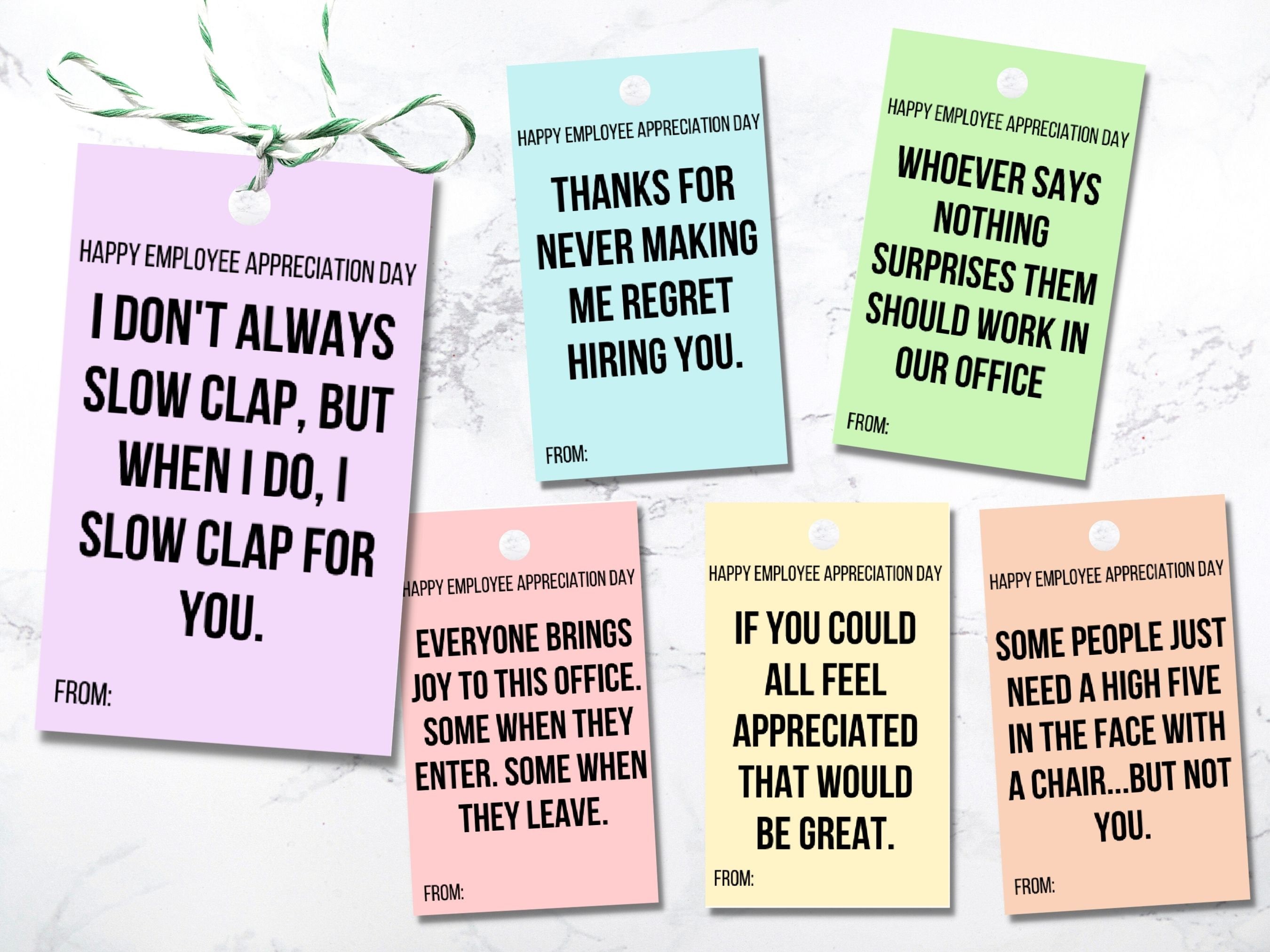 Funny Employee Appreciation Tags, Funny Coworker Thank You Tags ...