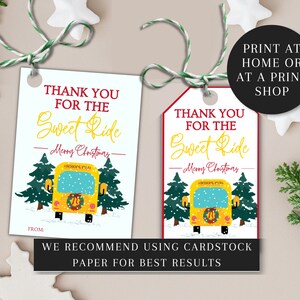 Bus Driver Christmas Gift Tag, Bus Driver Appreciation Card, Bus Driver ...