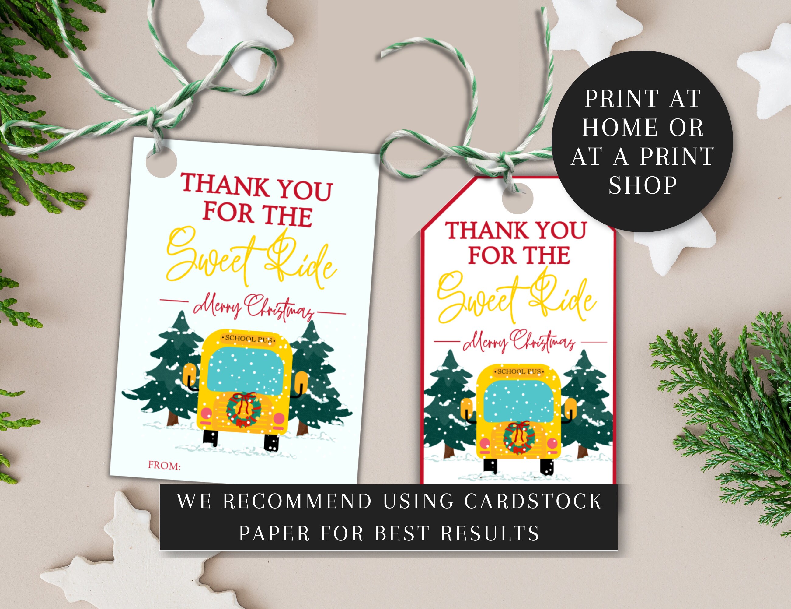 Bus Driver Christmas Gift Tag, Bus Driver Appreciation Card, Bus Driver ...