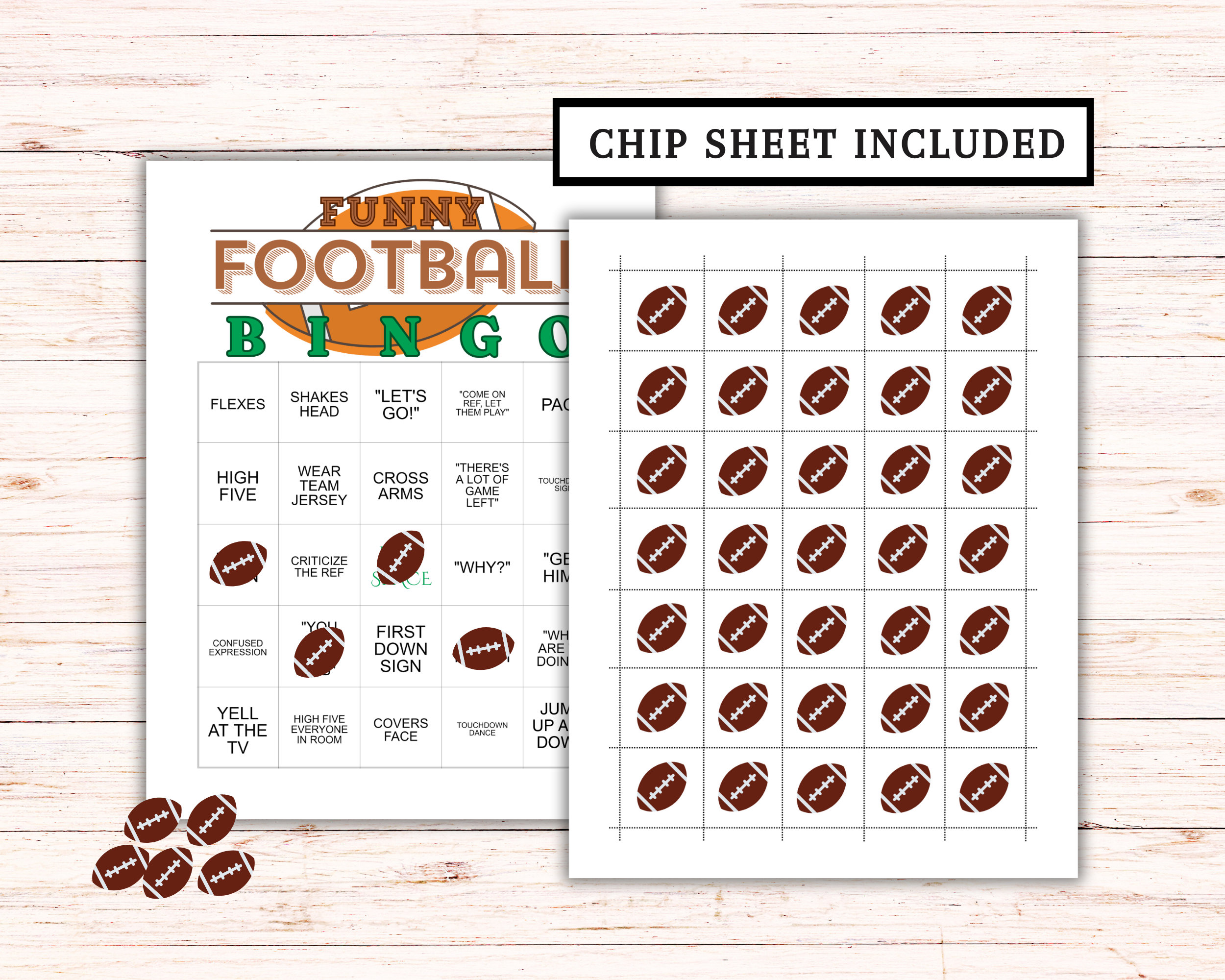 Football Bingo, Funny Football Bingo, Big Game Day Bingo, Championship ...
