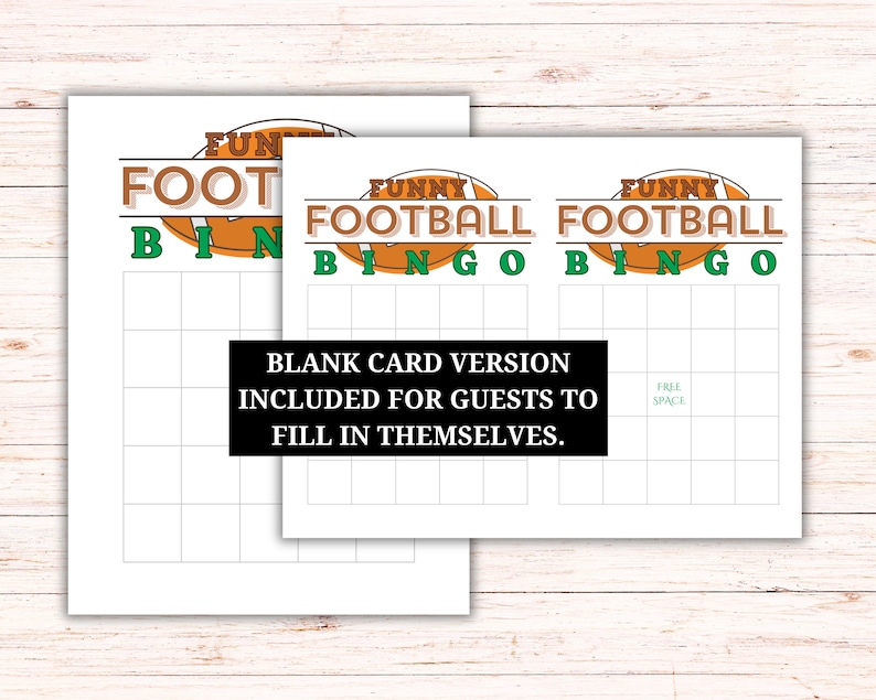 Football Bingo, Funny Football Bingo, Big Game Day Bingo, Championship ...