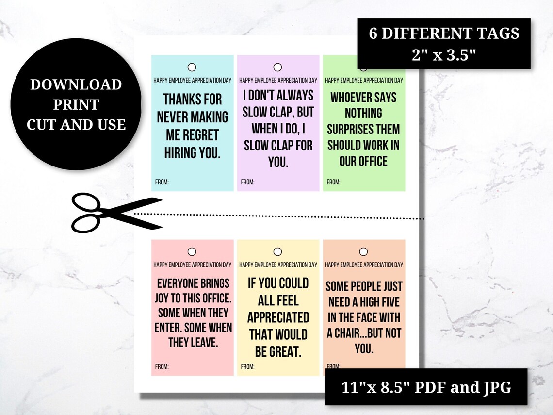Funny Employee Appreciation Tags, Funny Coworker Thank You Tags ...