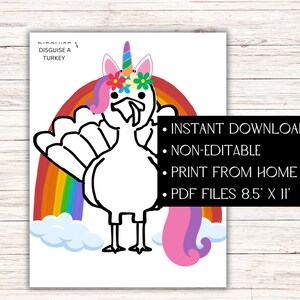 Disguise a Turkey, Turkey in Disguise Printable, Thanksgiving ...