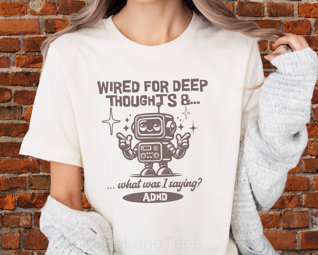 Cute ADHD Shirt, Neurodivergent Gift, Retro Robot Neurodiversity ...