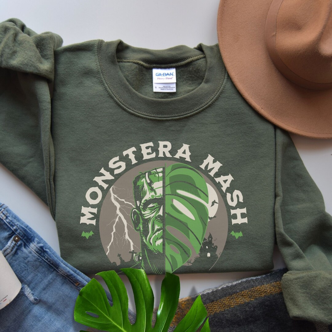 Monstera Plant Monster Mash Sweatshirt, Funny Halloween Gardening Shirt ...