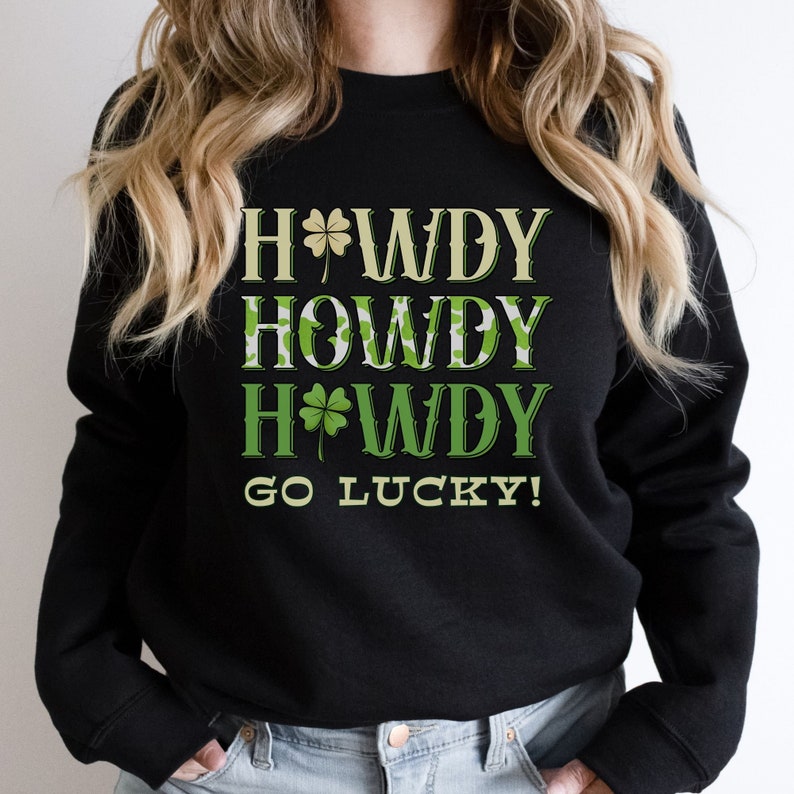 St Patricks Day Country Western Howdy Sweatshirt, Retro St. Pattys ...