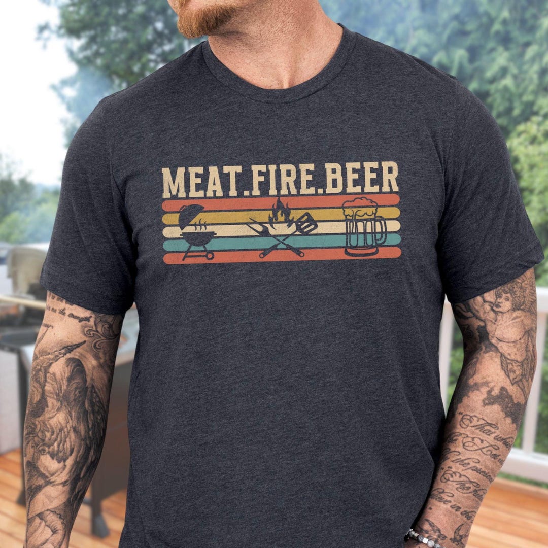 Meat Fire Beer Shirt, Father's Day Gift From Kids, Dad From Son or ...
