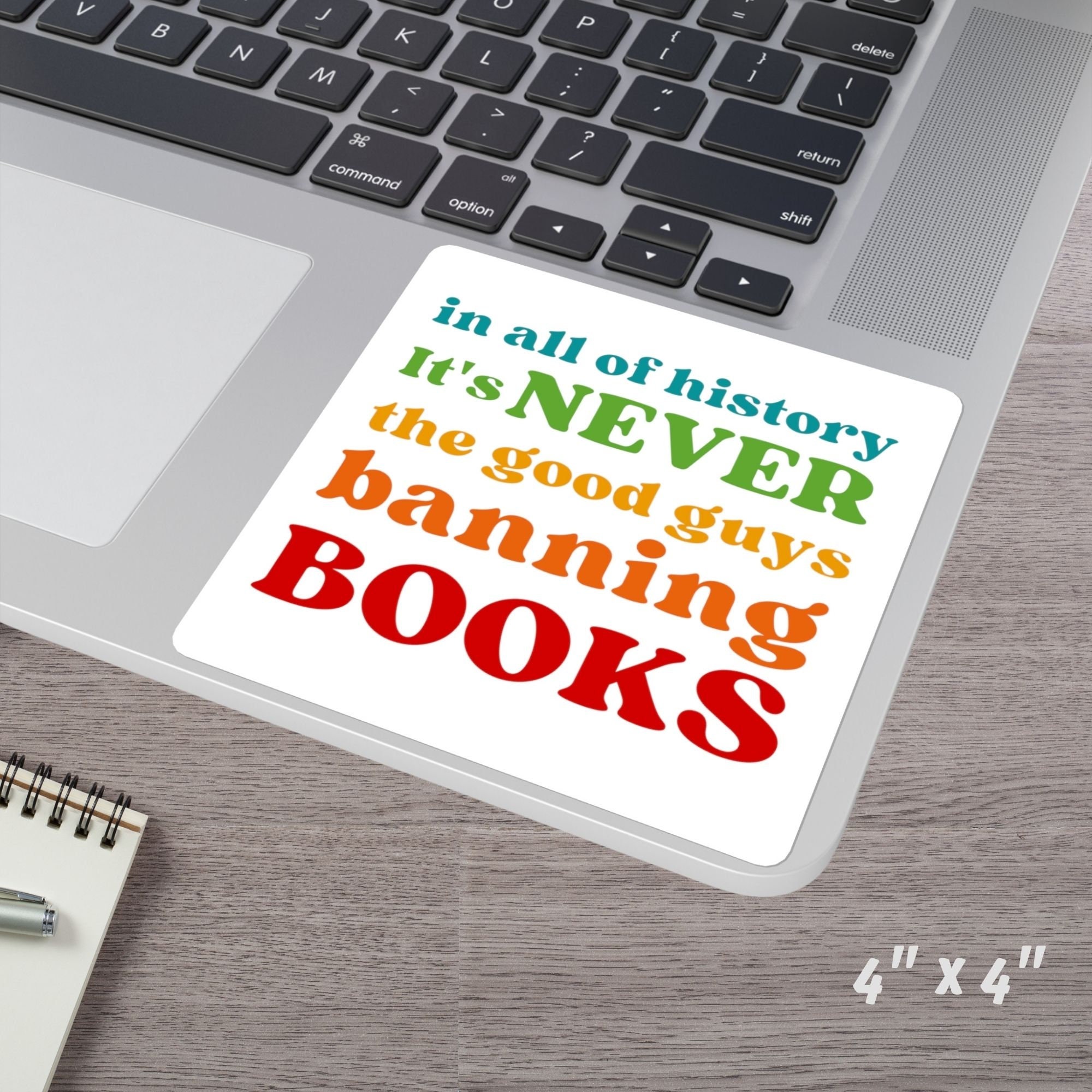 Rainbow Banned Books Laptop Sticker, Freedom to Read, Book Lover ...