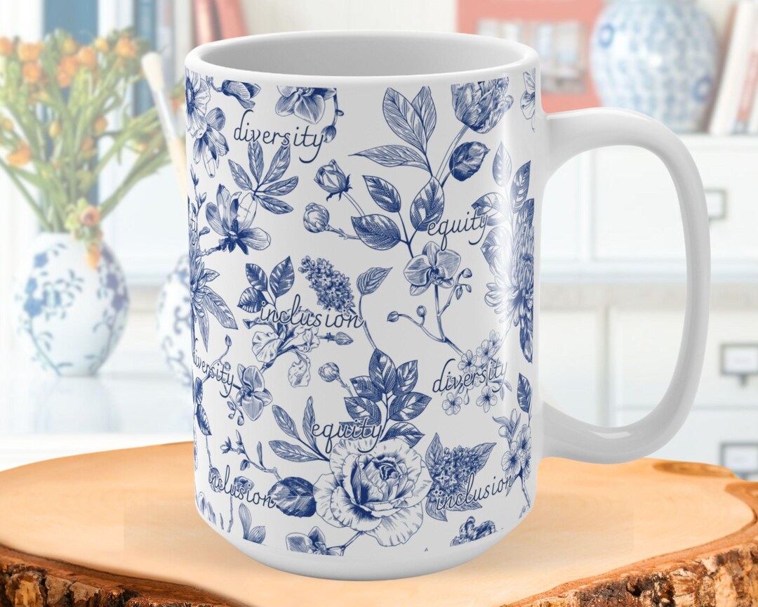Subtle DEI Protest Coffee Mug, Social Justice Chinoiserie Office Decor ...