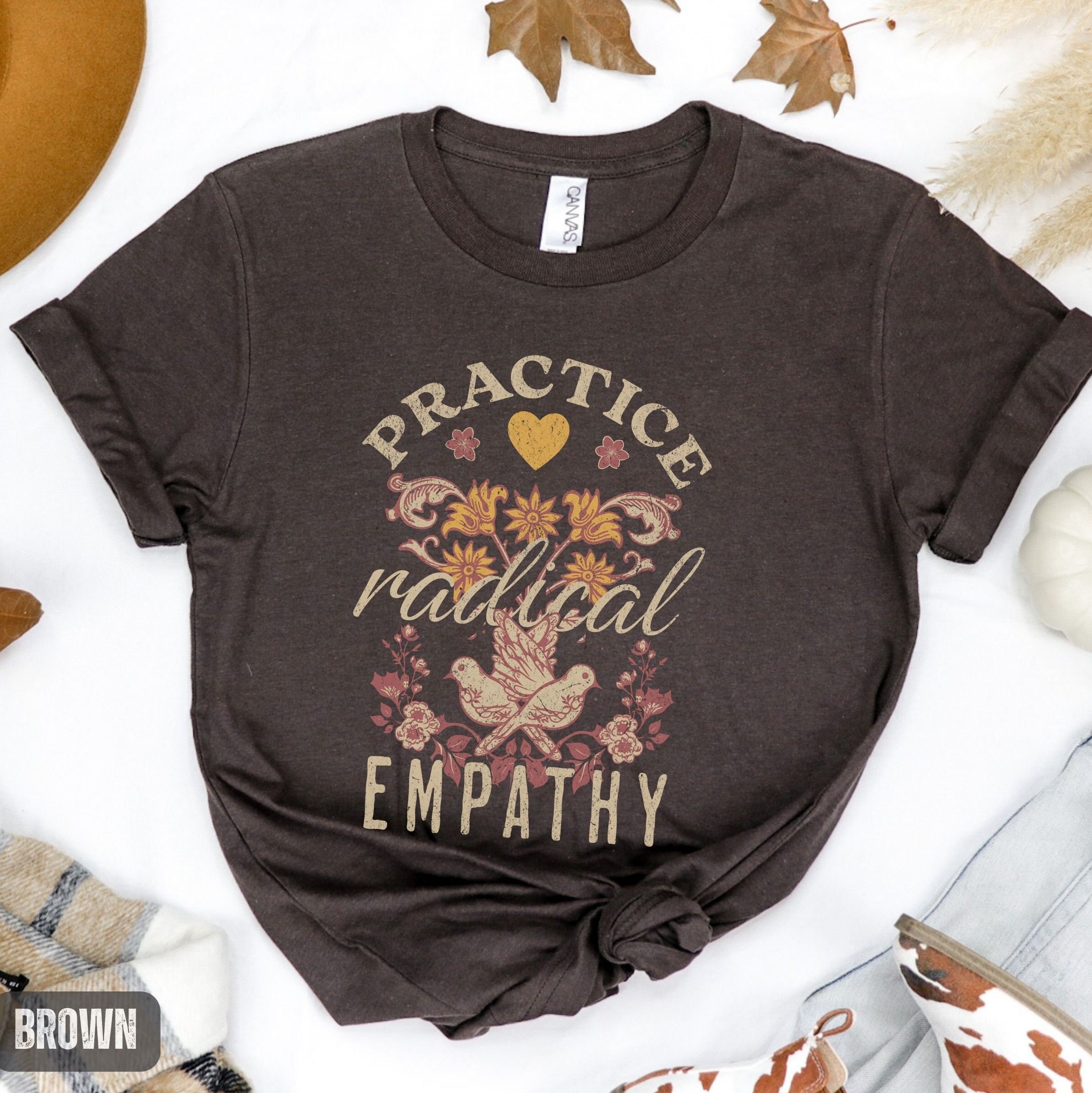 Vintage Aesthetic Empathy Tshirt, 70s Style Positive Vibes Graphic ...