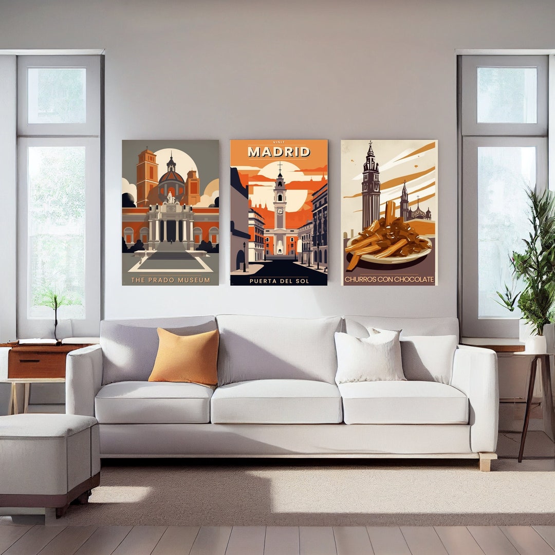 Madrid Travel Posters, Set of 3 Spanish Art Prints, Vintage Neutral Art ...