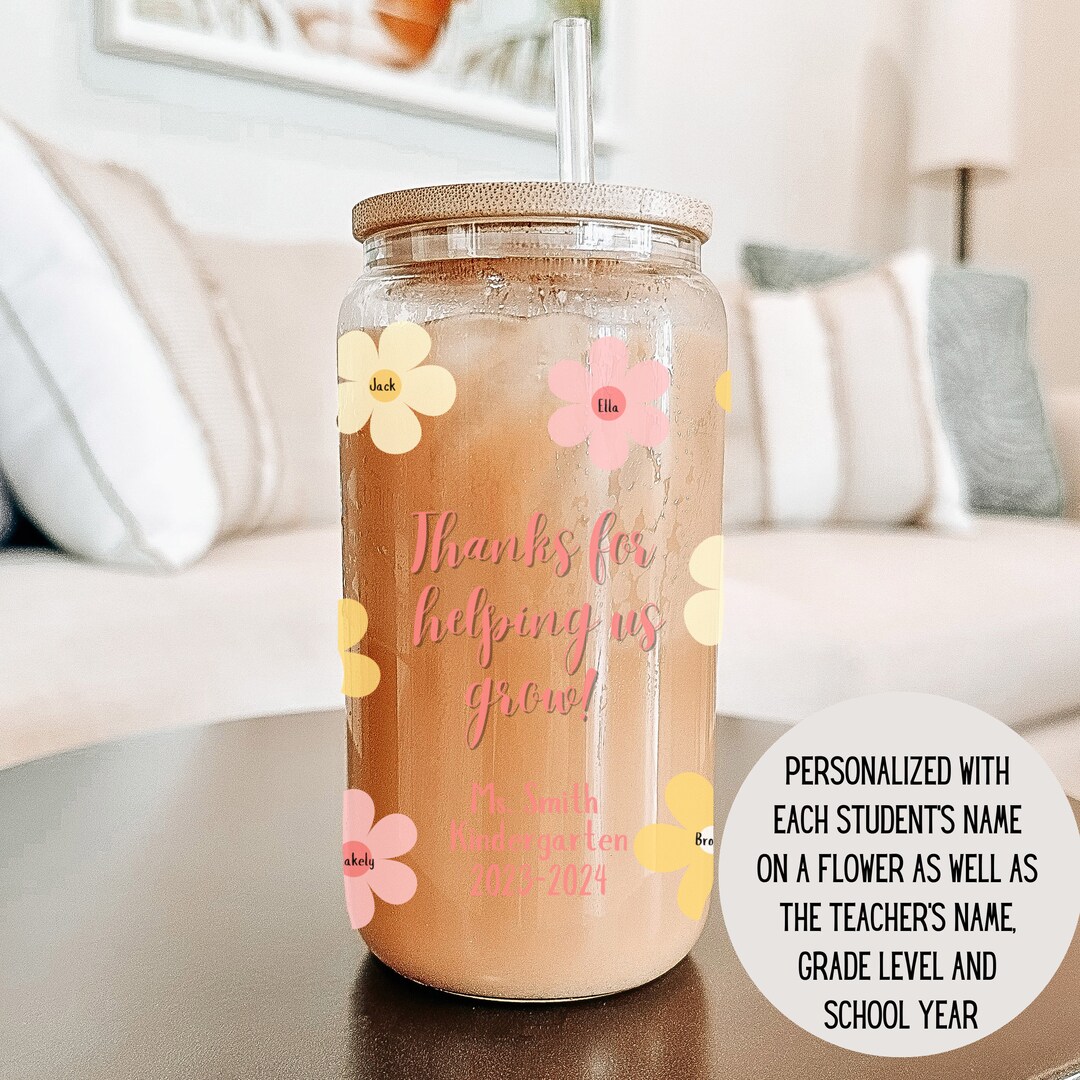 Personalized Glass Cup Teacher End of Year Gift With Student Names ...