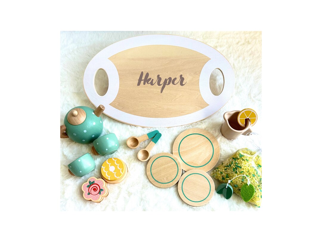 Personalized Wooden Tea Set Montessori Toy Occupational Therapy Sensory ...