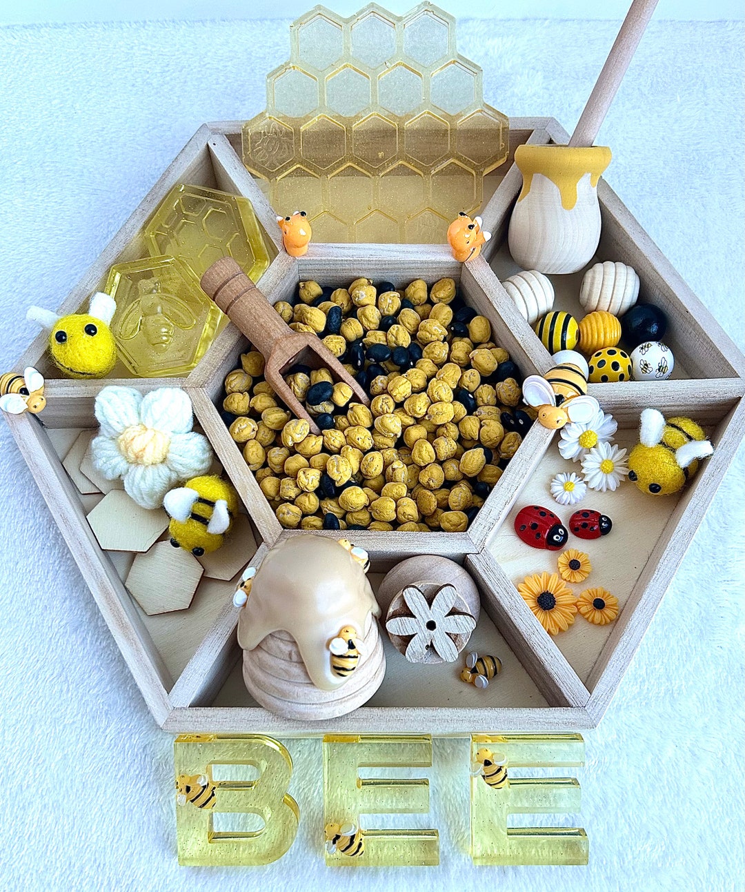 Spring Bee Sensory Bin Loose Parts Tinker Tray Montessori Sensory ...