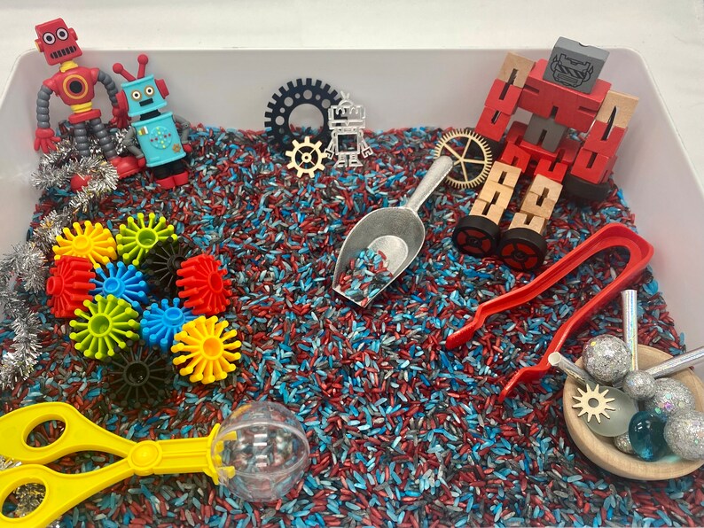 Robot Sensory Bin Montessori Play Kit Toddler Gift Toddler - Etsy