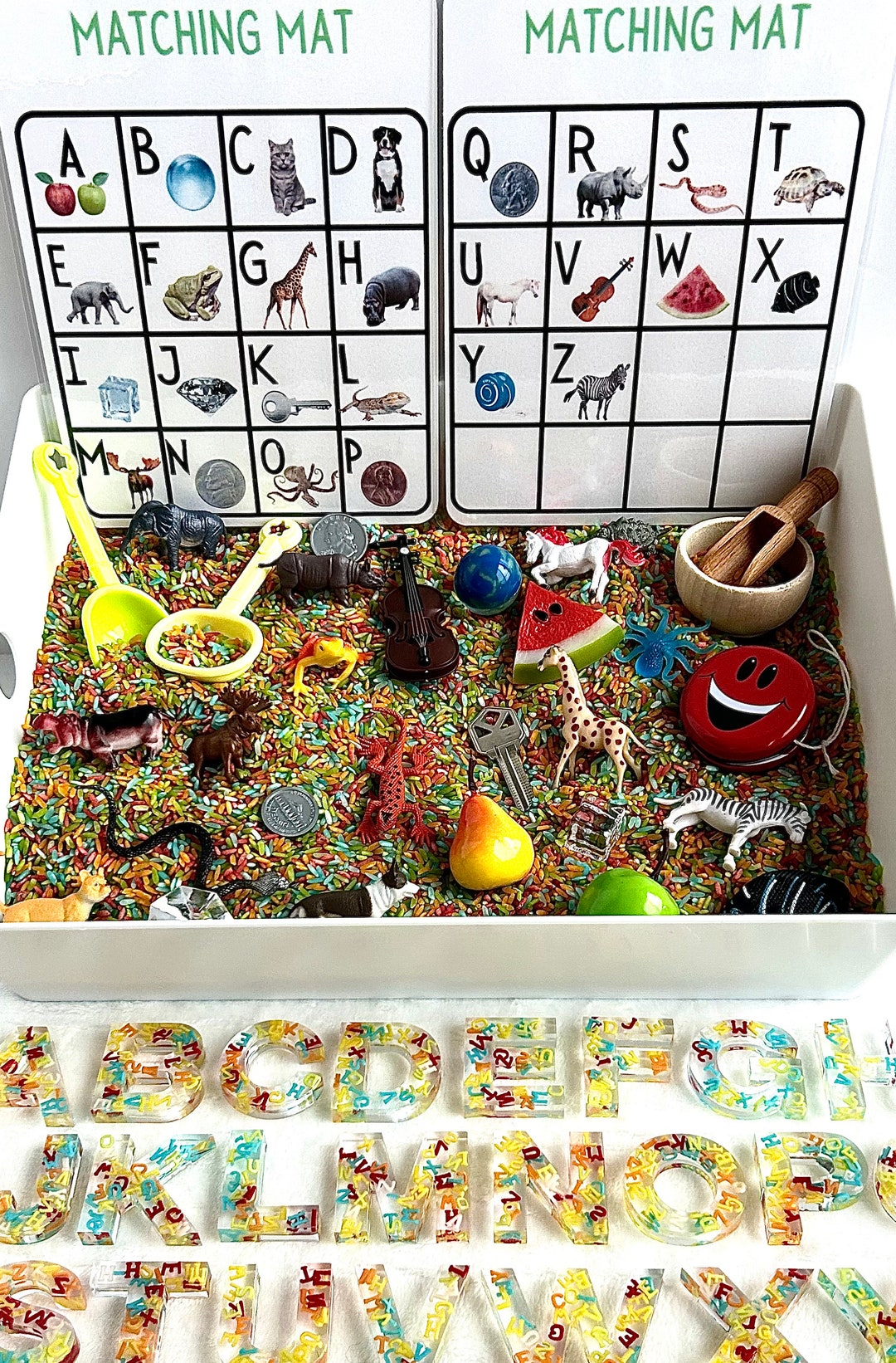 Alphabet Sensory Bin Montessori Play Sensory Play Fine Motor Skills ...