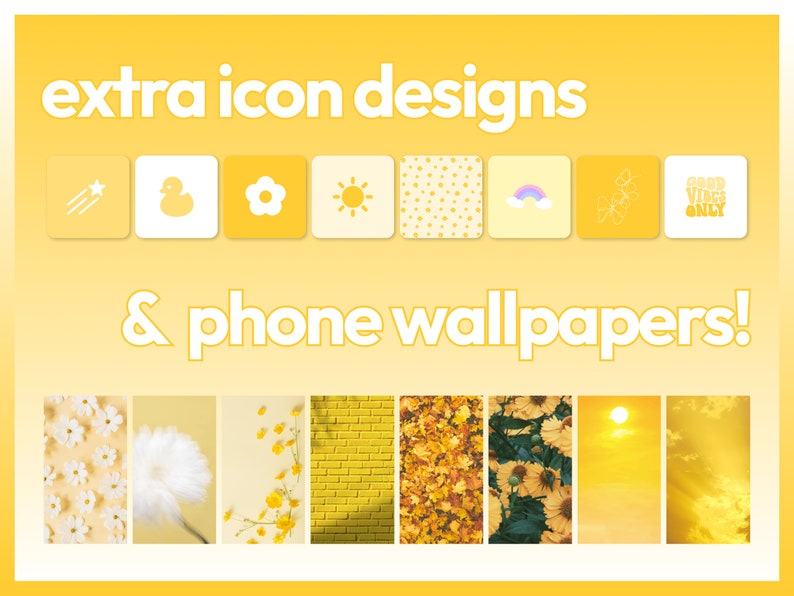 1800 Yellow Aesthetic Ios App Icons Pastel Yellow Android Phone Icons