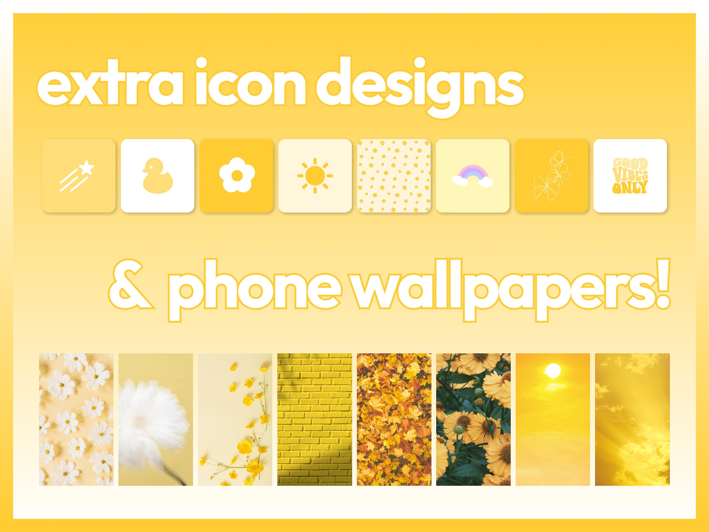 1800 Yellow Aesthetic Ios App Icons, Pastel Yellow Android Phone Icons ...