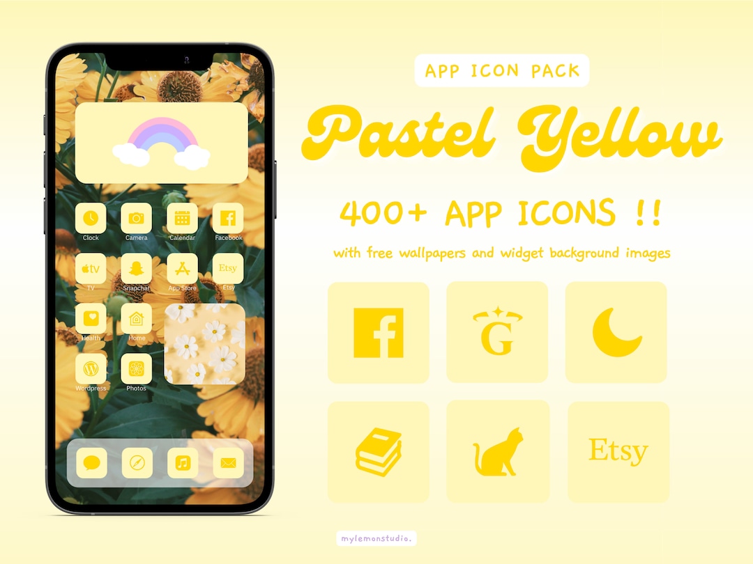 Pastel Yellow App Icons: 400+ Ios Android Icons, Wallpapers (digital ...