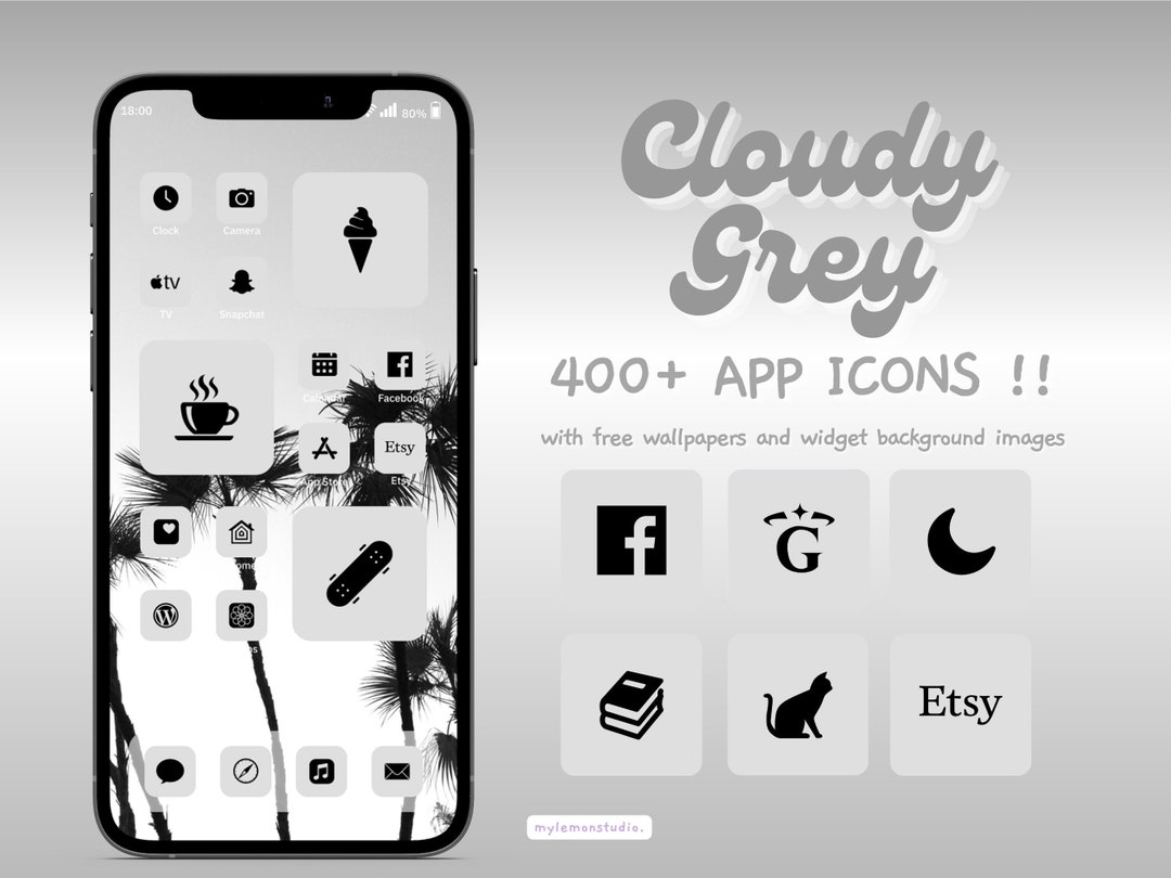 Gray Minimalist App Icons, Phone Widget, Wallpaper (digital Download ...