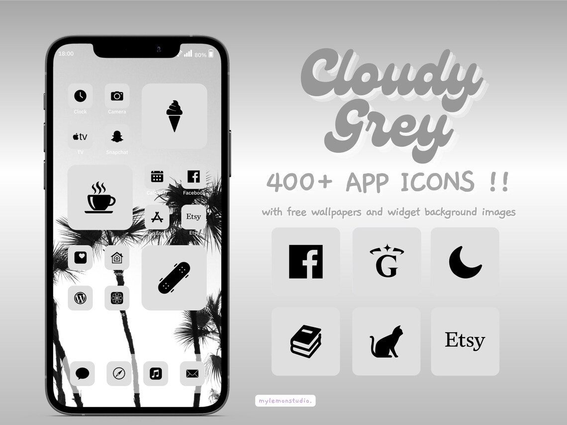 Gray Minimalist App Icons, Phone Widget, Wallpaper (digital Download ...