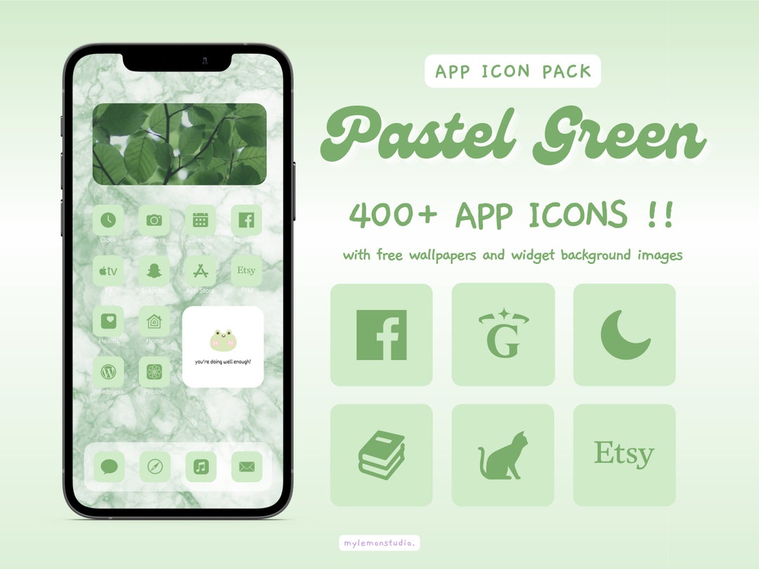 400+ Green Pastel Minimal Aesthetic App Icons, Sage IOS Icon Set ...